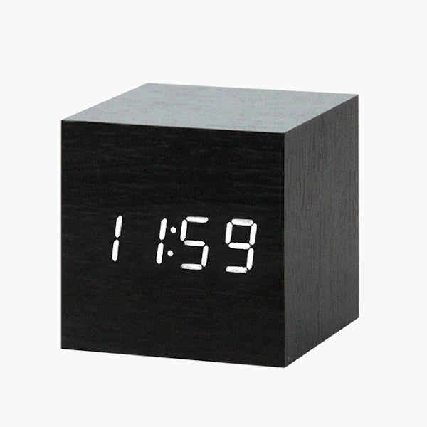 Wood Block LED Clock w/ Temperature